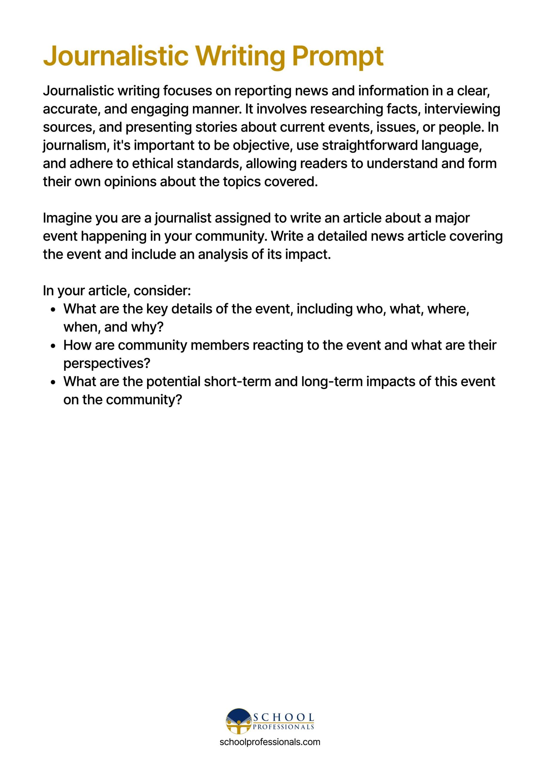 11th Grade Writing Prompts for High School