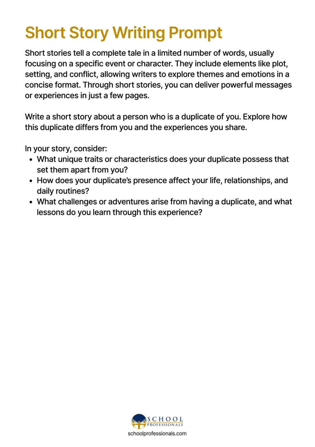 11th Grade Writing Prompts for High School