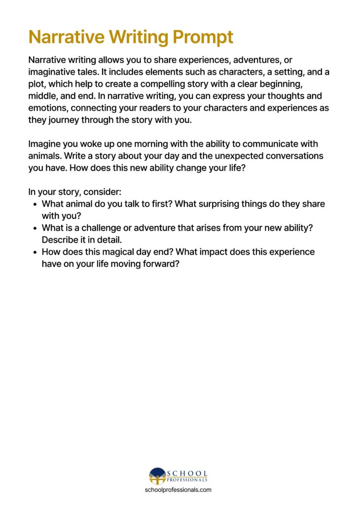 7th Grade Writing Prompts for Middle School