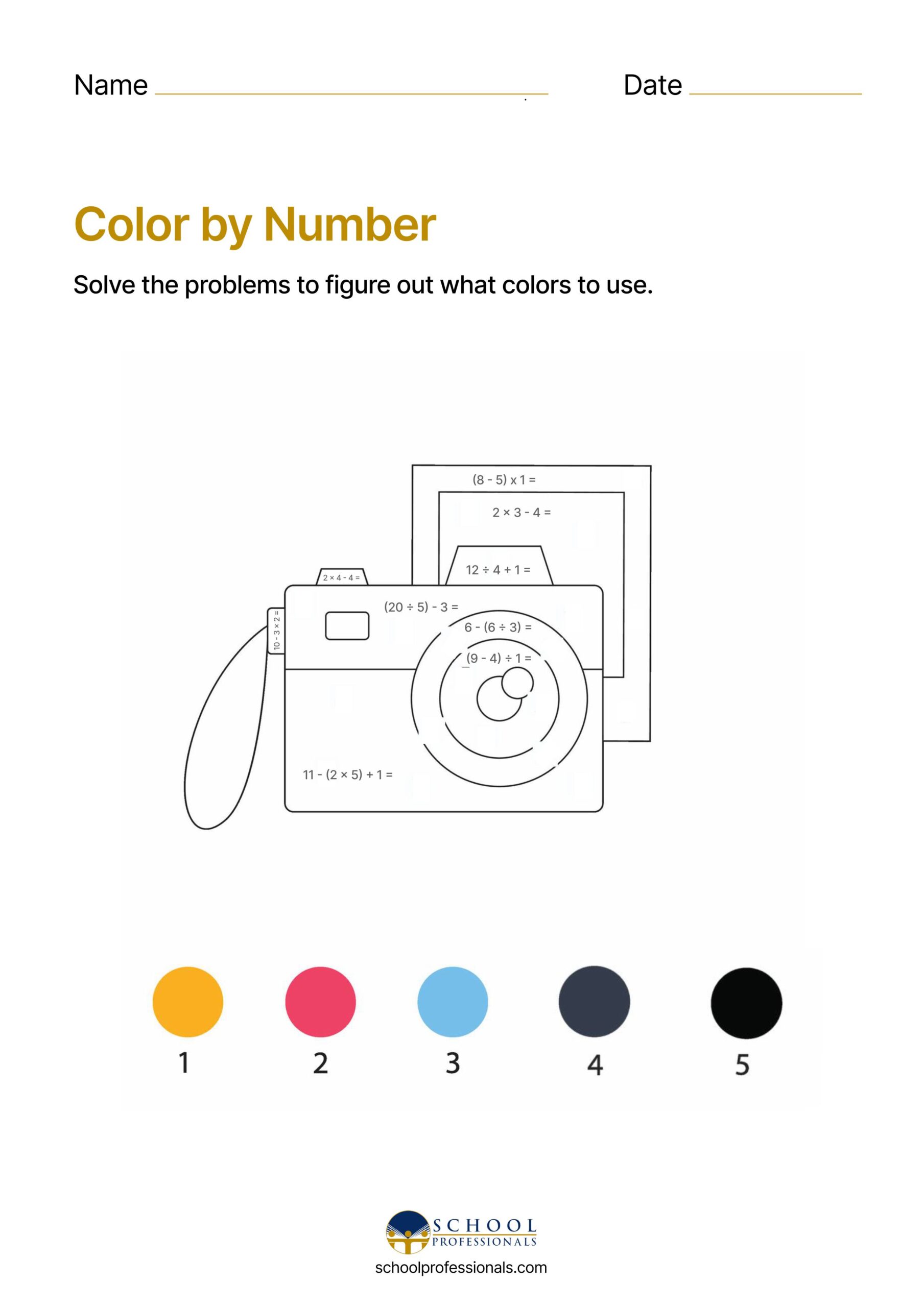 5th Grade Color by Number Coloring Pages